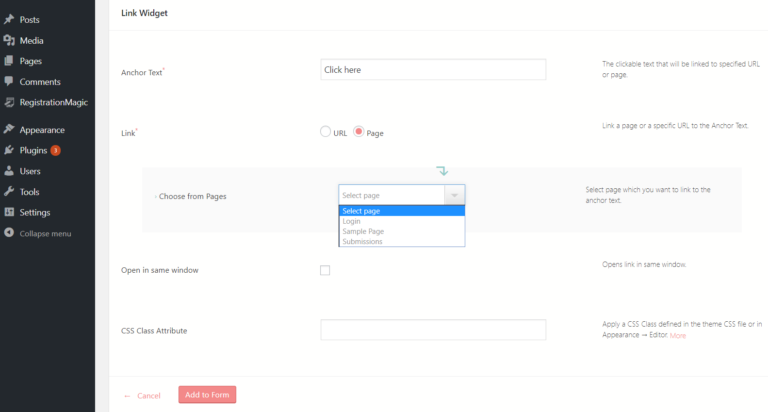 How to add external links to WordPress form - RegistrationMagic