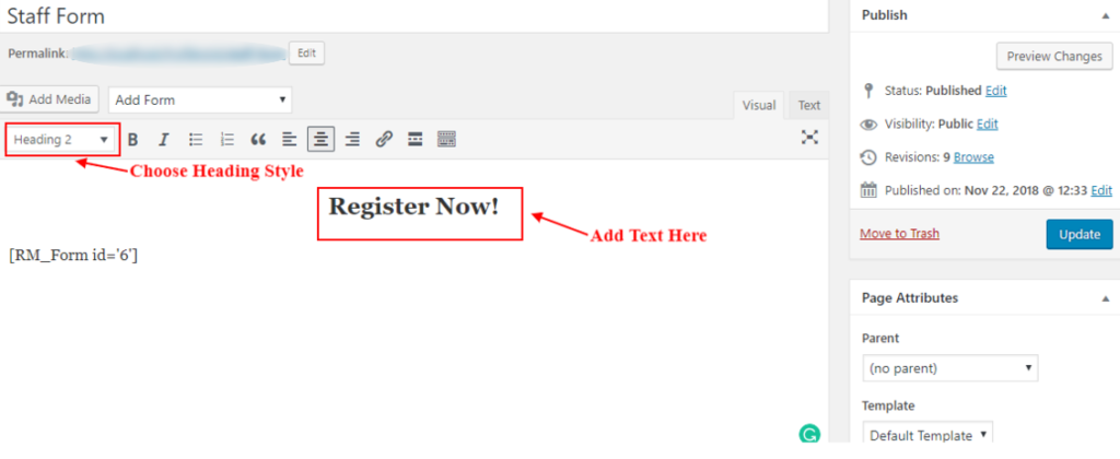 How to Add Heading to WordPress Form - RegistrationMagic