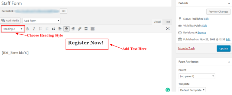 How to Add Heading to WordPress Form - RegistrationMagic