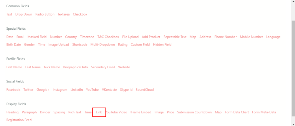 How to add external links to WordPress form - RegistrationMagic