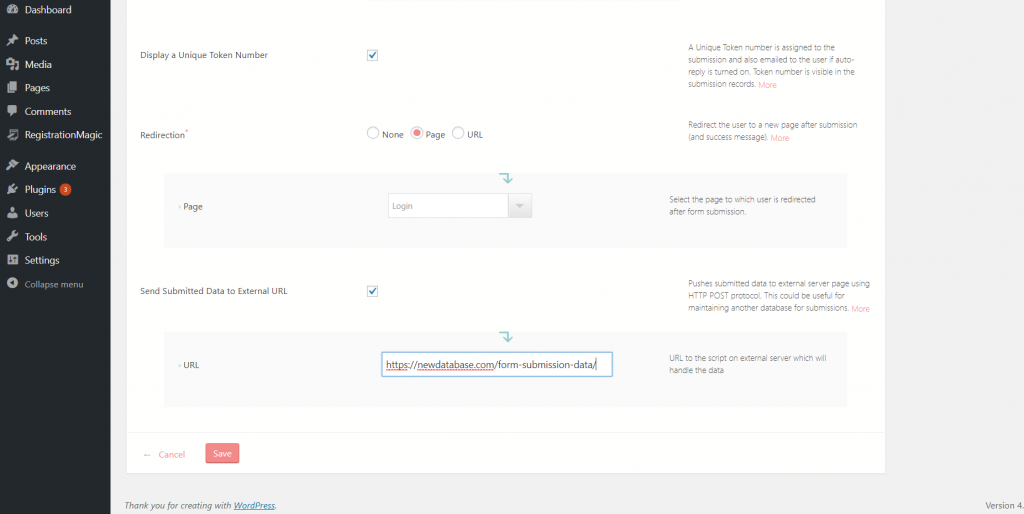 How to submit WordPress form data to external url - RegistrationMagic
