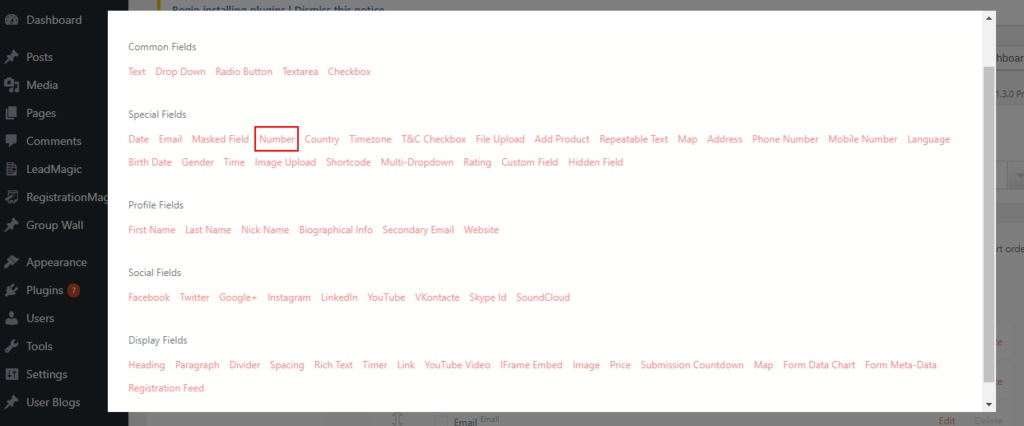 How to Configure WordPress form Number Field - RegistrationMagic