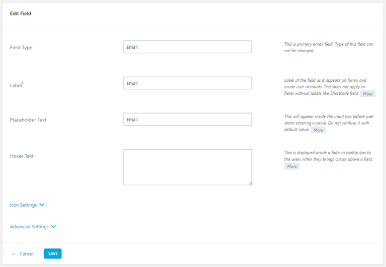 Edit Field - RegistrationMagic