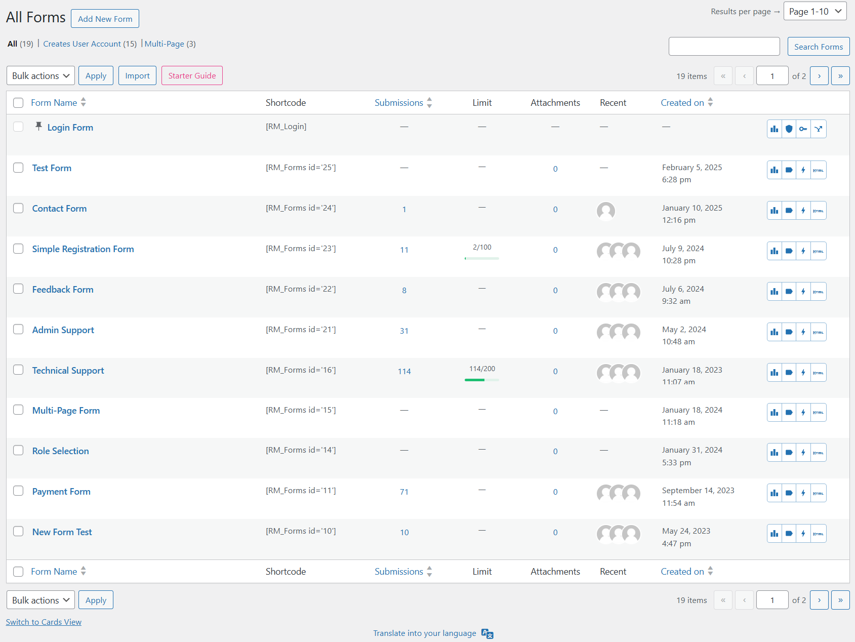 All-Forms-List-Extra-Form - RegistrationMagic